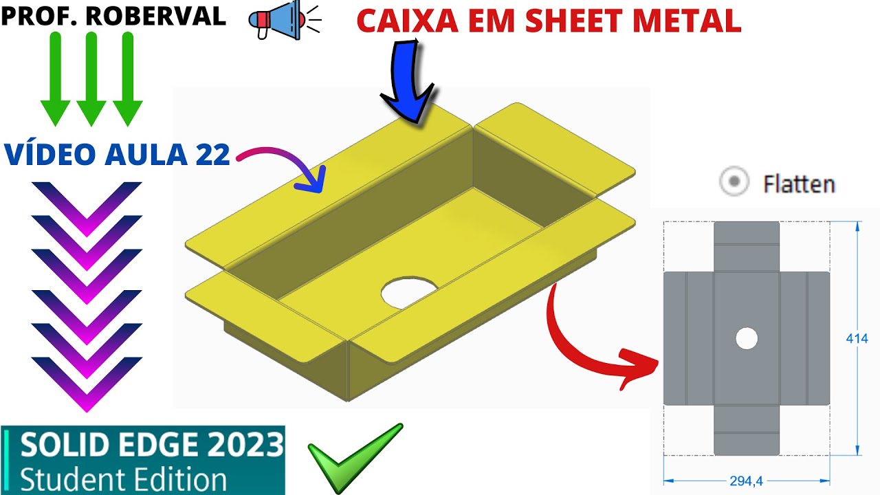 AULA 22 - Exercício 15 _ Caixa de Chapa dobrada em Sheet Metal no Solid Edge 2023 - YouTube