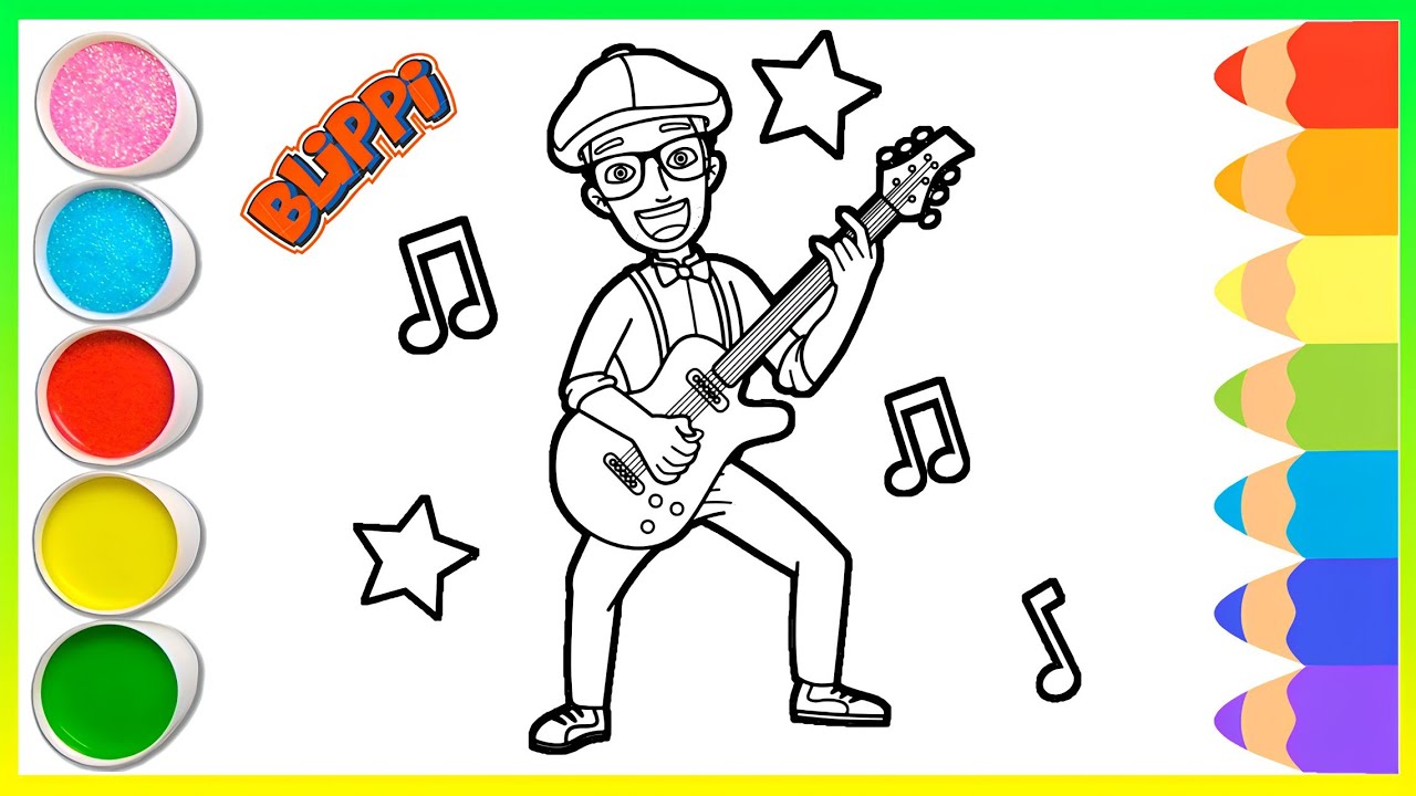Coloring Fun Blippi - Easy Drawing Blippi Coloring Art for Kids - YouTube