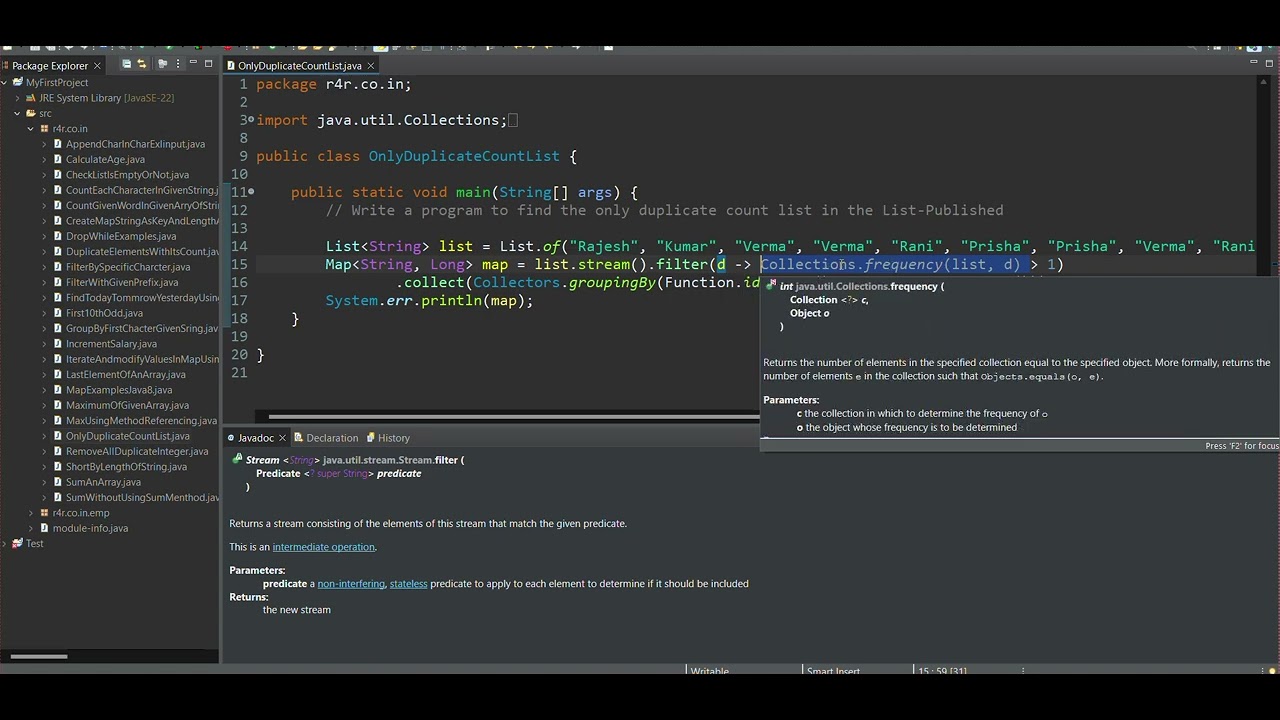 Java8 Write A Program To Find The Only Duplicate Count List In The 1408
