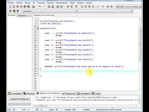 Ejemplo de uso de la sentencia Switch en lenguaje C - YouTube