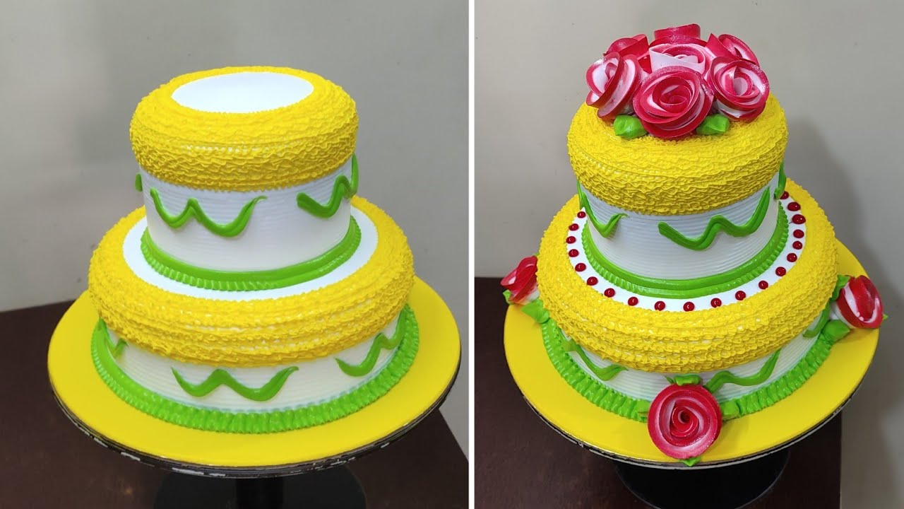 Vanilla Step Cake | Birthday Vanilla Cake Decorations | How To Make ...