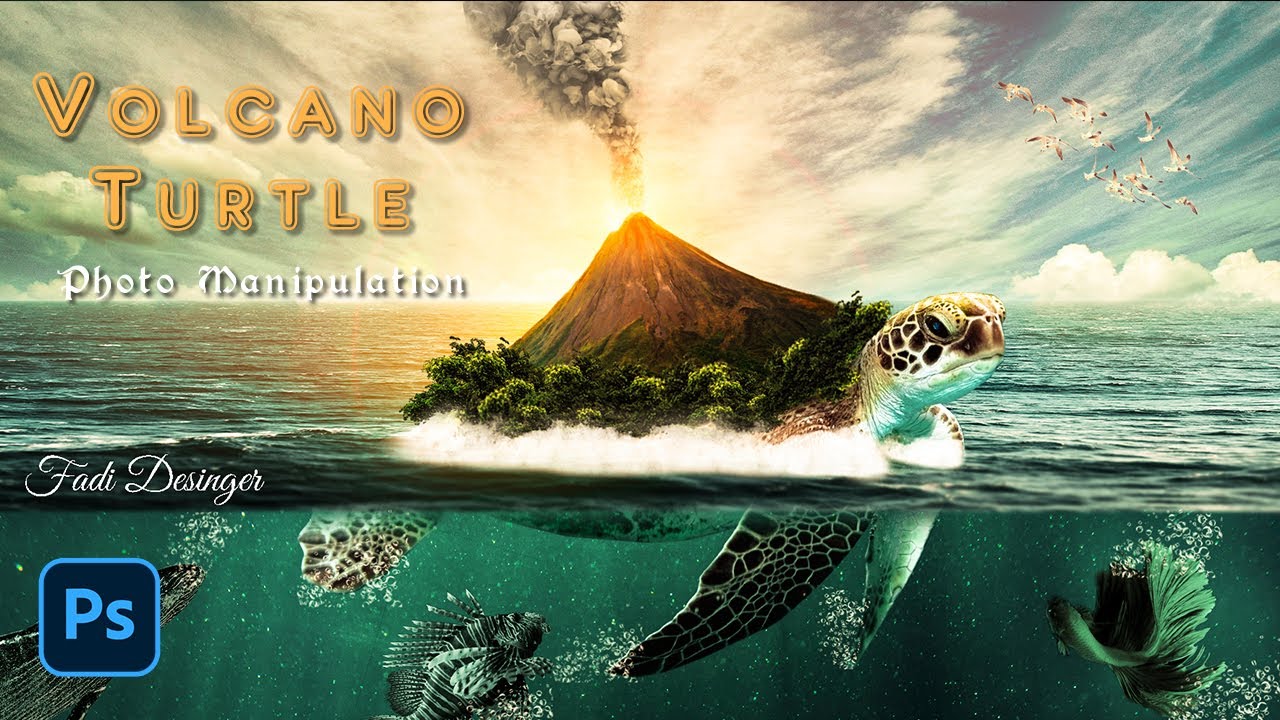 Turtle Volcano Island Speed Art - YouTube