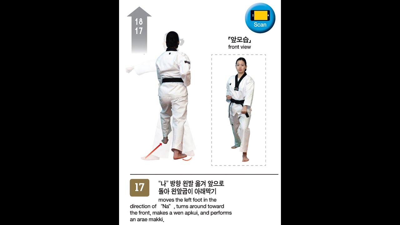 THE EXPLANATION OF OFFICIAL TAEKWONDO POOMSAE 2 taegeuk1-04 - YouTube