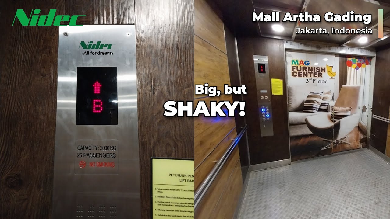 Shaky Nidec (Mod) Traction Elevator - Mall Artha Gading, Jakarta, ID - YouTube