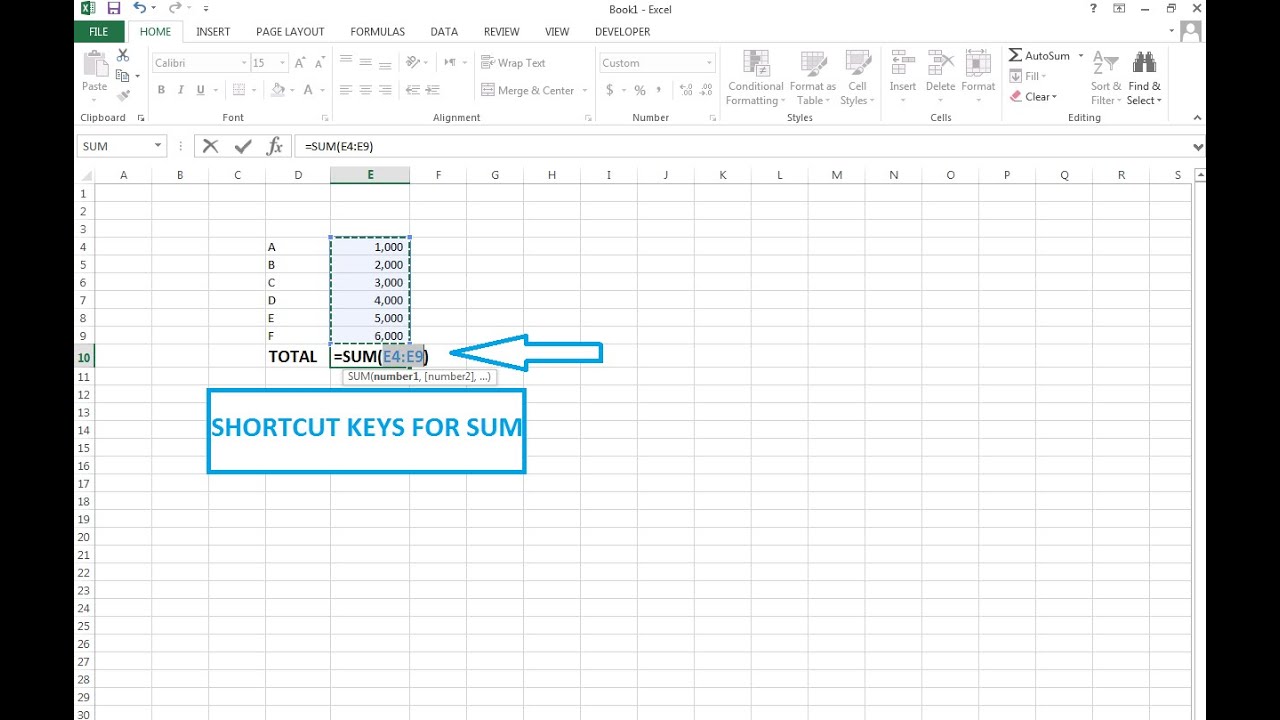 SHORTCUT KEYS FOR SUM FORMULA - YouTube