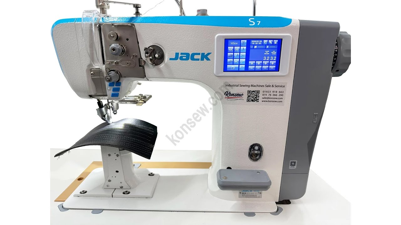 Jack S7 Intelligent Control Computerized Post Bed Roller Feed Sewing Machine - YouTube