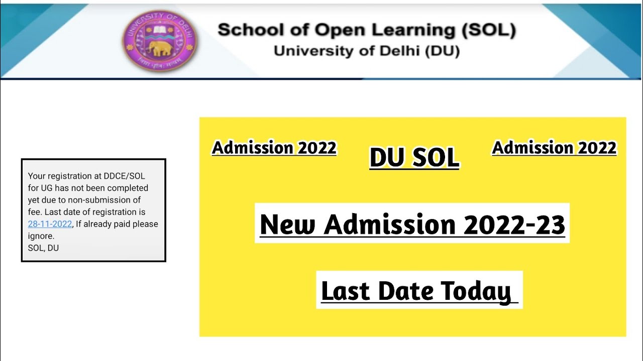 Du Sol New Admission Last Date Today | Ran2goal (DU SOL) #du #dusol # ...