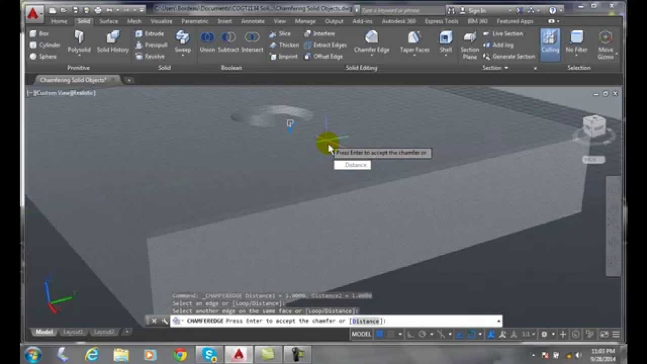 3D Modeling 08-15 Chamfering Solid Objects - YouTube