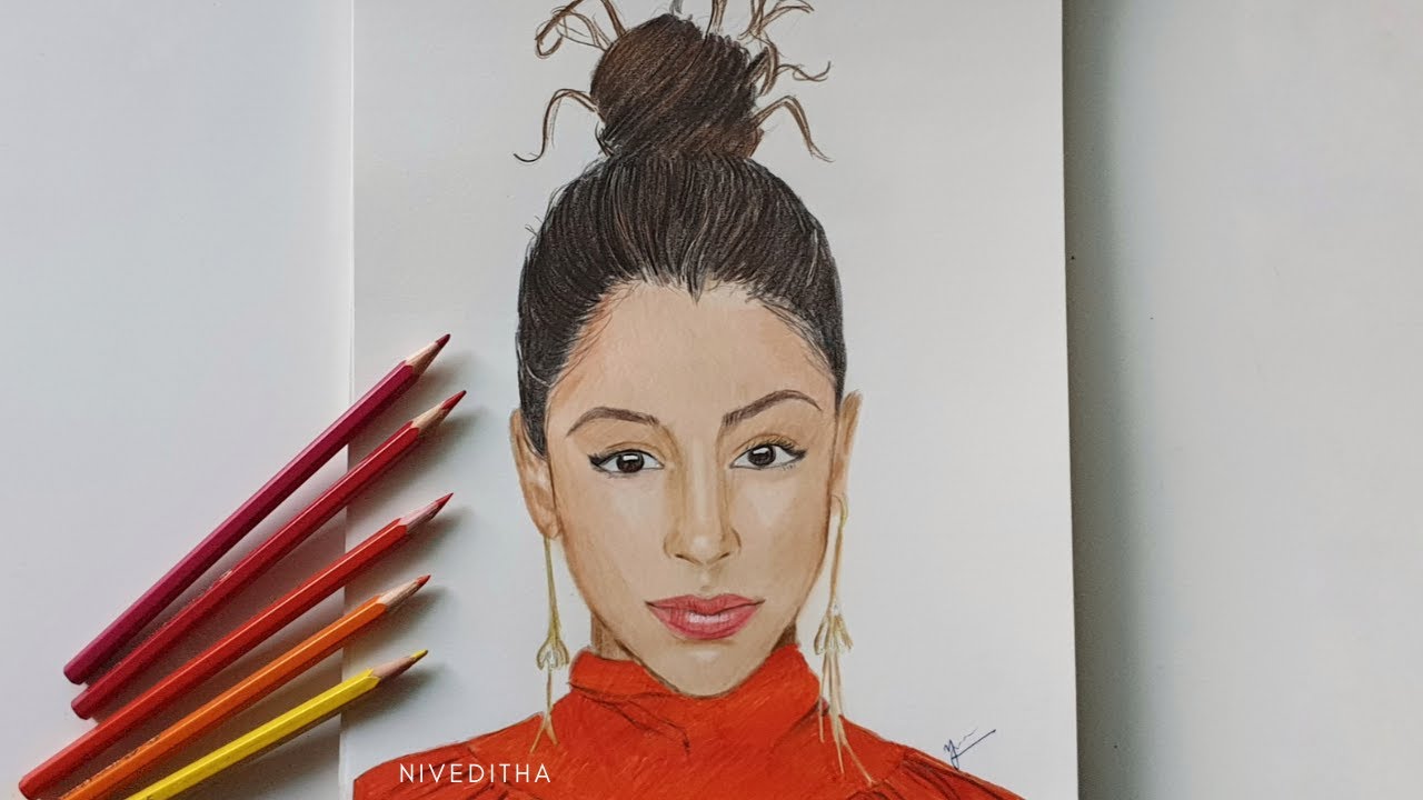 Drawing Liza Koshy / Colour pencil portrait - YouTube