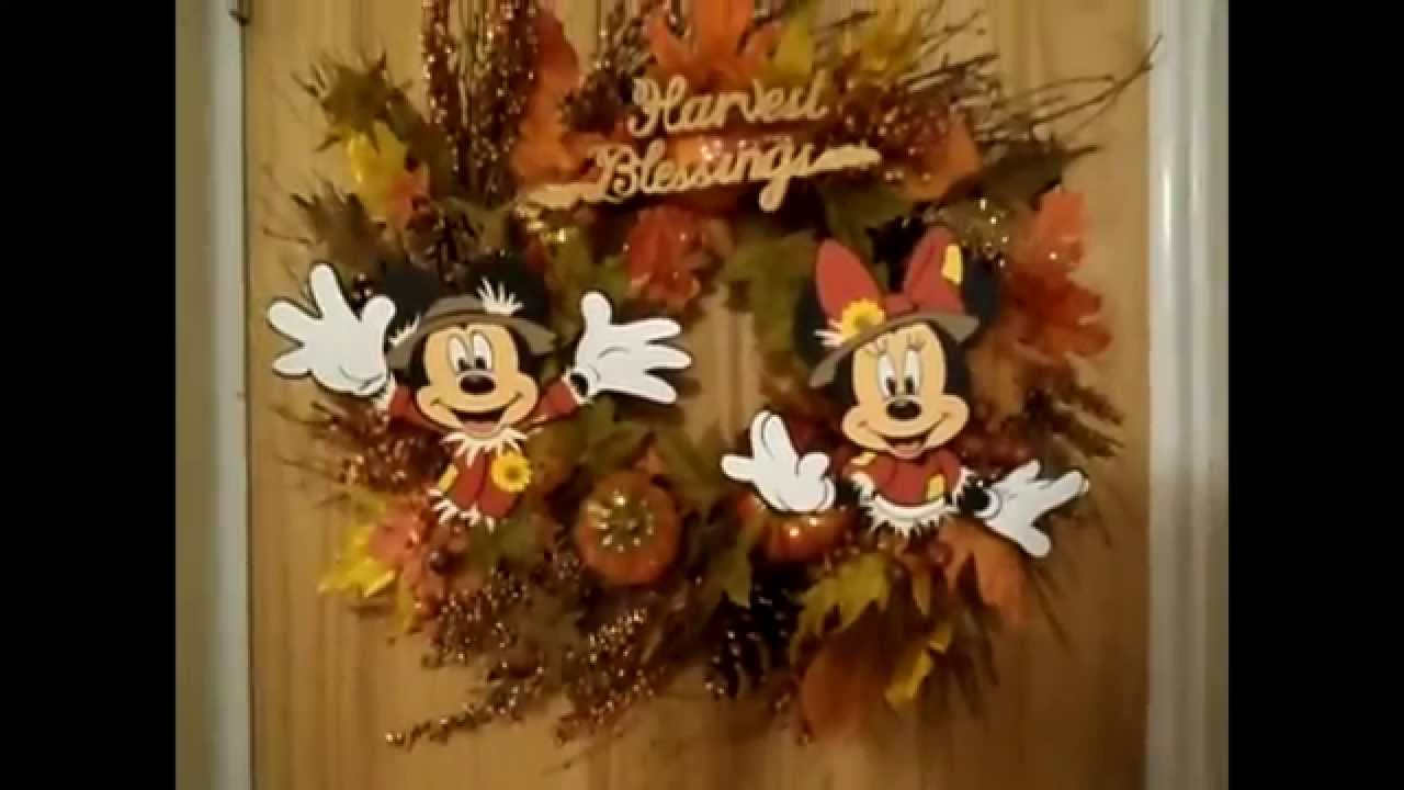 Mickey & Minnie Mouse Autumn Harvest Disney Wreath - YouTube