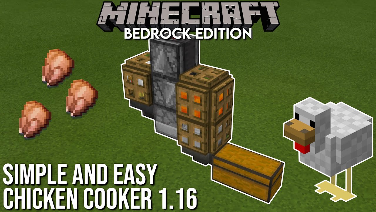 SIMPLE 1.16 AUTOMATIC CHICKEN COOKER TUTORIAL: Minecraft Bedrock (MCPE ...