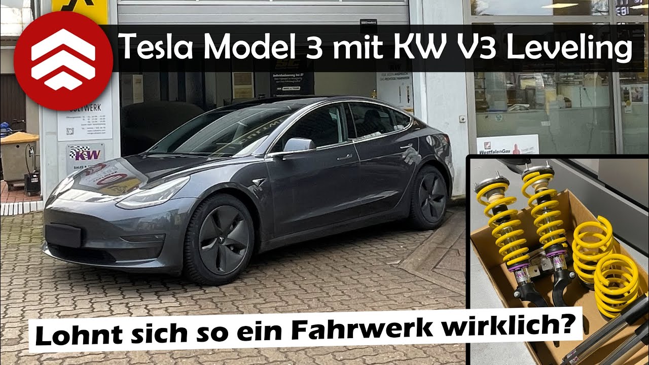 Wie fährt sich ein Tesla Model 3 mit V3 Leveling KW Gewindefahrwerk ...