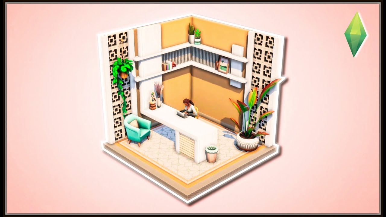 Tropical Office with DIY Desk (No CC) - The Sims 4 Speed Build - YouTube