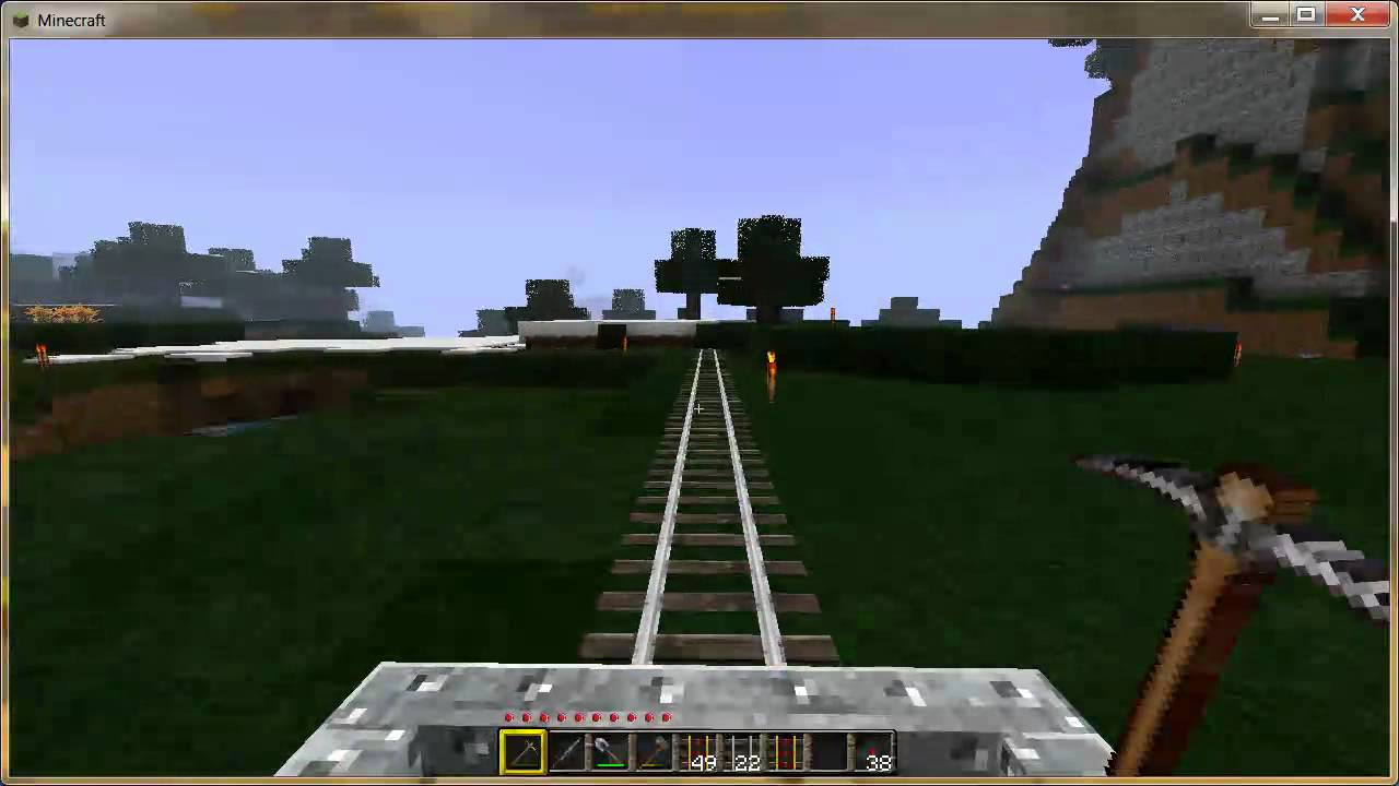 Transporte ferroviario mediante rail boosters en Minecraft - YouTube