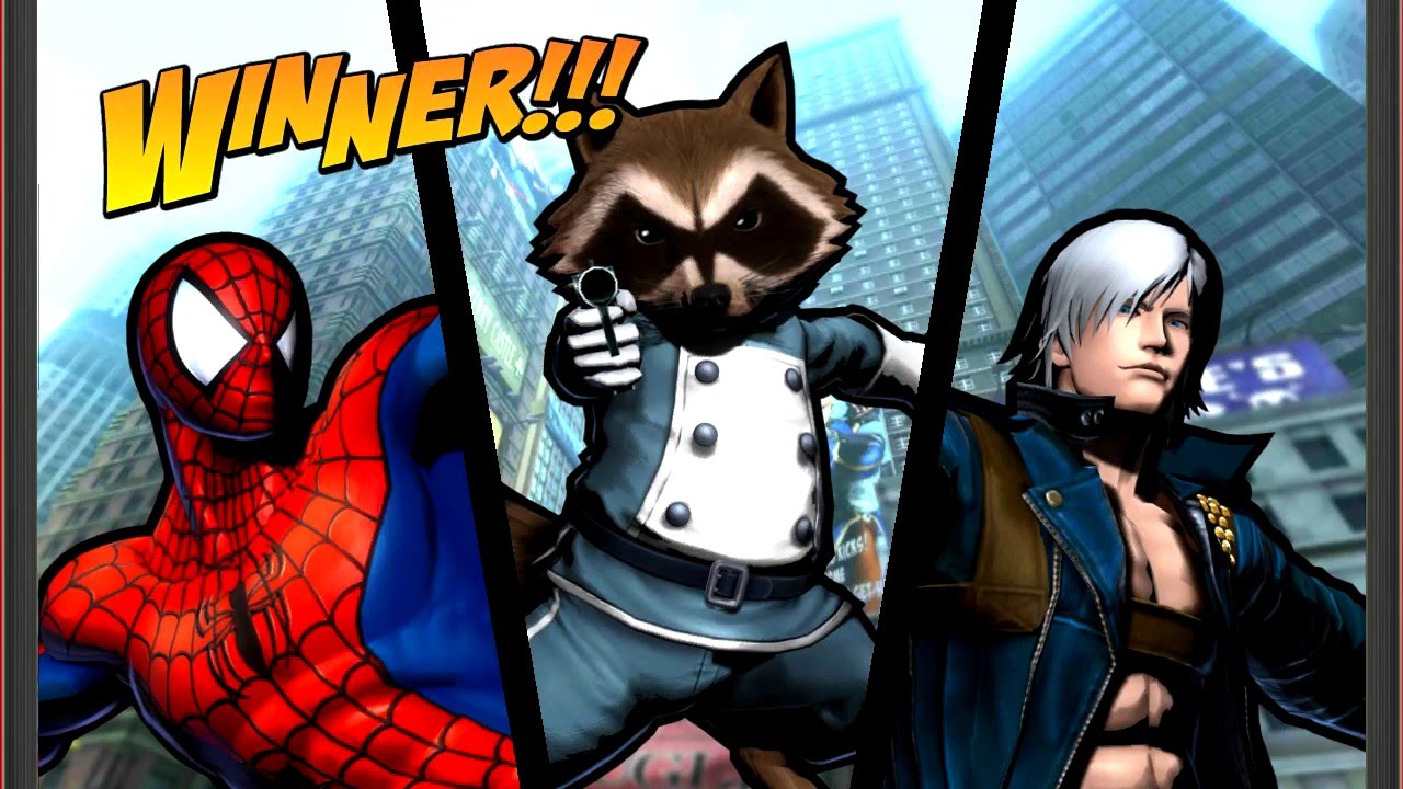 Spider-Man, Rocket Raccoon, Dante Arcade Mode [UMvC3] - YouTube