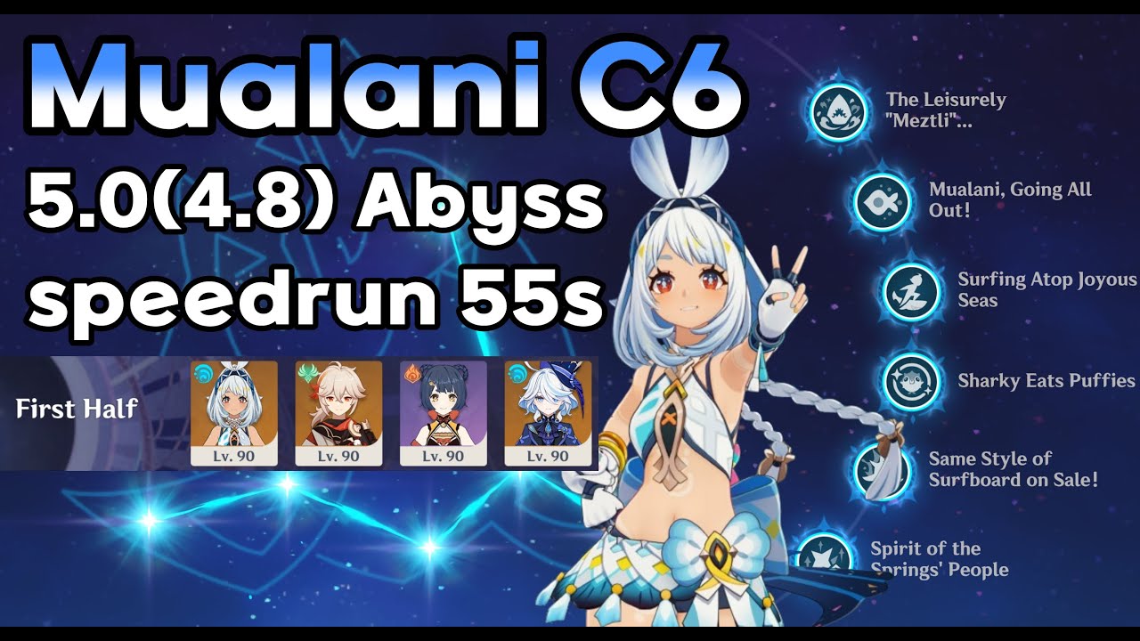 Mualani C6 5.0(4.8) Spiral Abyss speedrun 55s - YouTube
