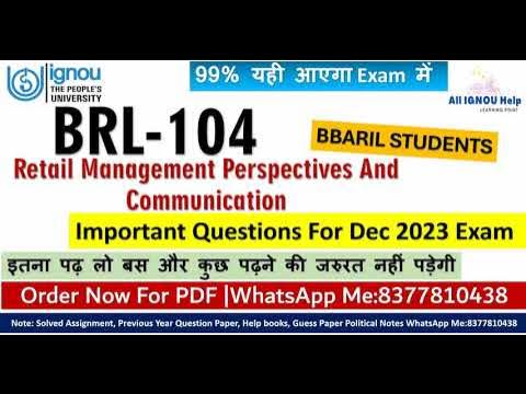 BRL-104 Important Questions For Exam/Dec 2023 Exam|/99% यही आएगा Exam में/brl-104 important ...