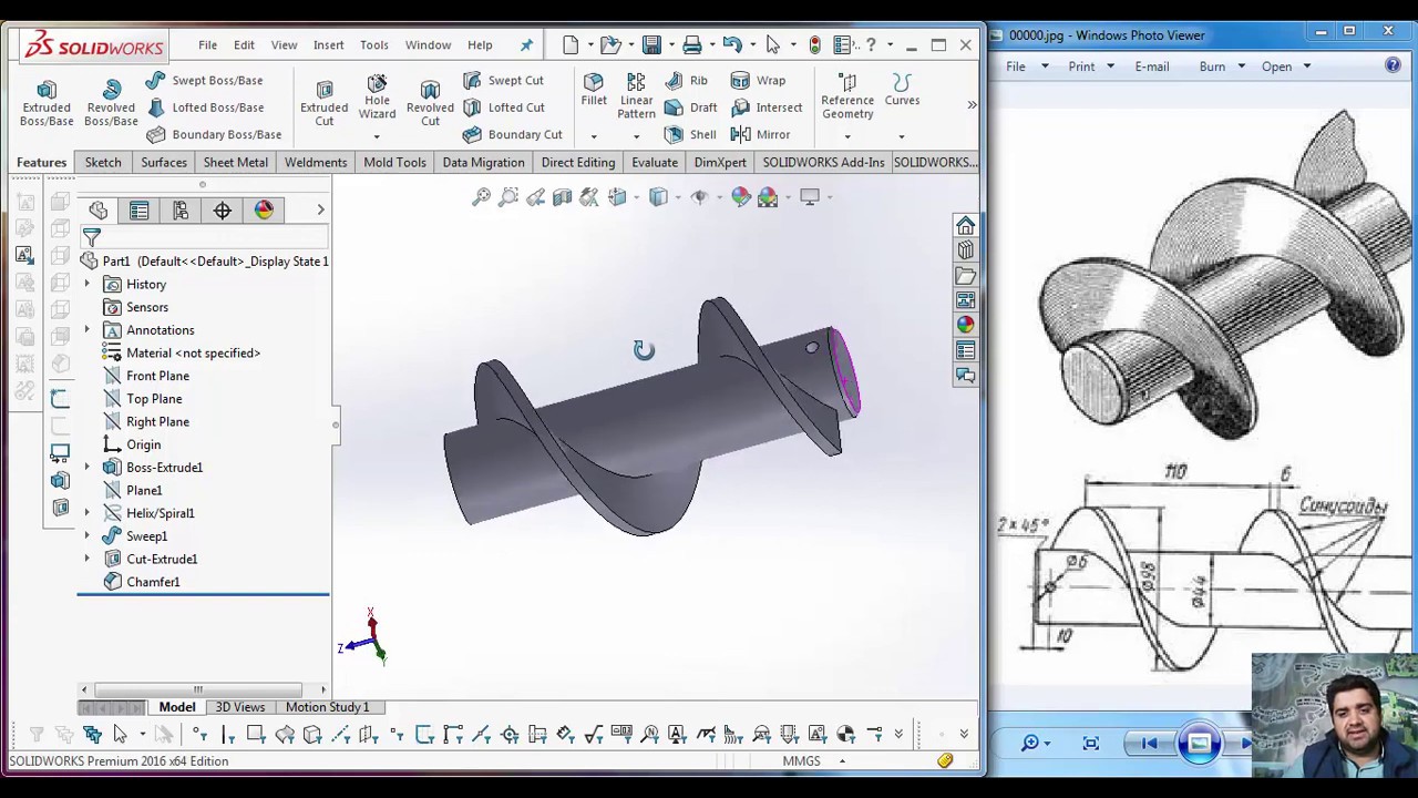 Solidworks Tutorial | design Helical screw pile (extrude , swept ...