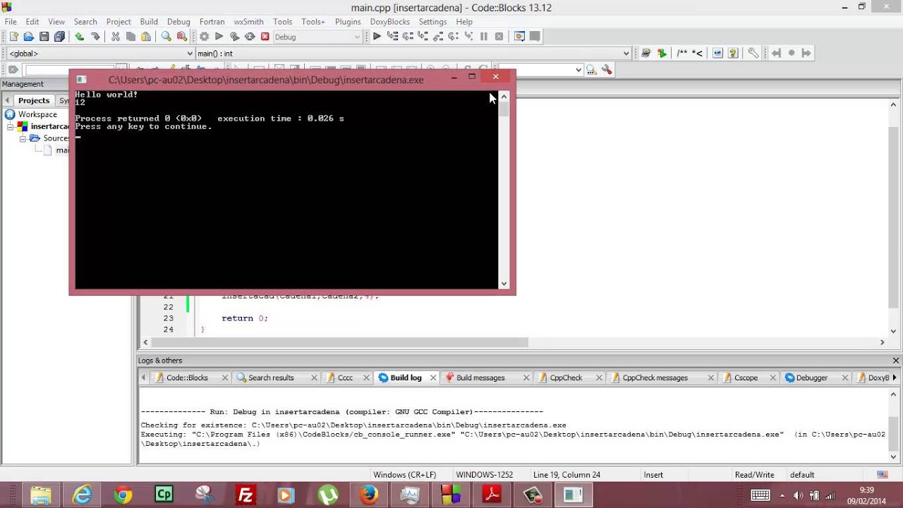 Insertar una cadena de caracteres dentro de otra Programacion C++ ...