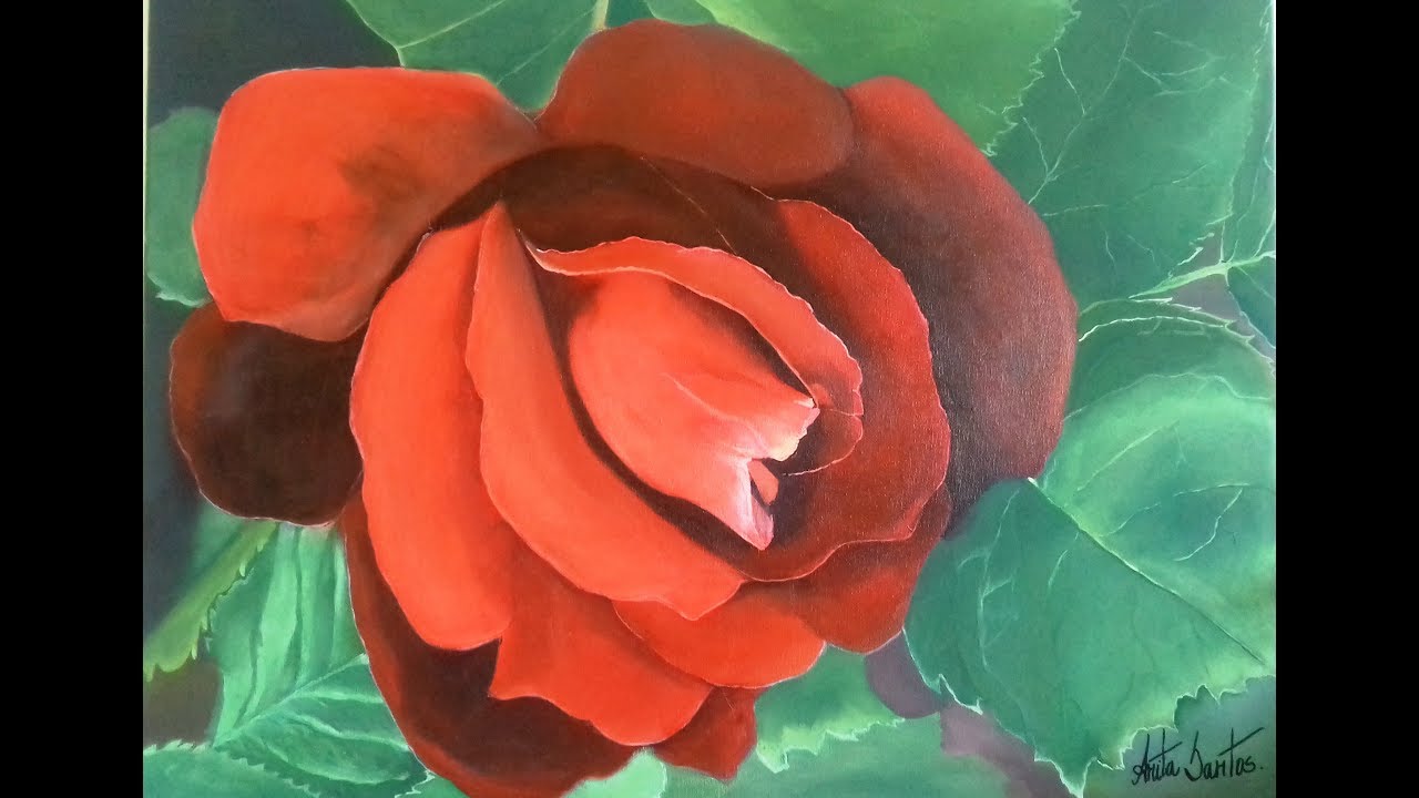 Pintando Rosa em Acrílico sobre tela. - YouTube