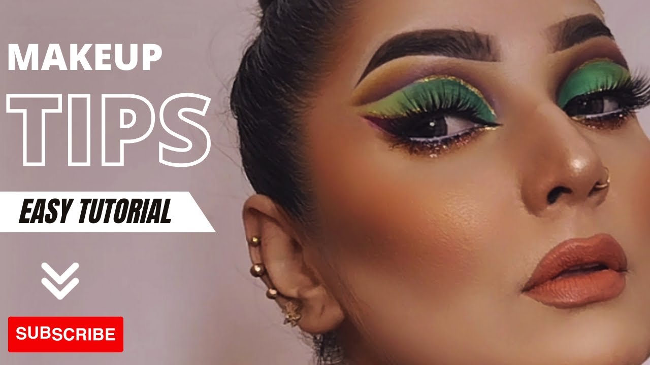 Glitter Liner With Green Cut Creese Eyes Makeup Tutorial | Green Eyes Complete Tutorial - YouTube