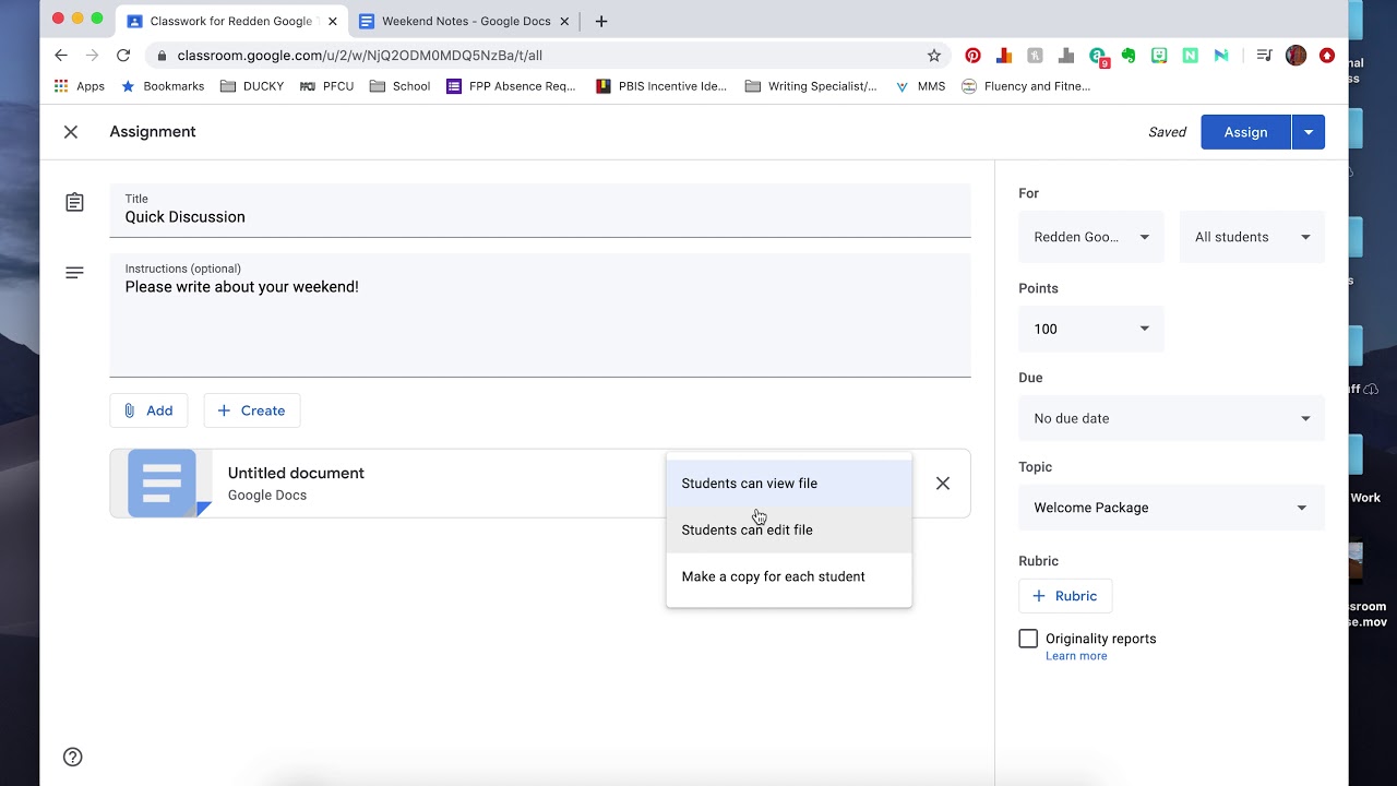 Google Classroom: Creating Individual Assignments - YouTube