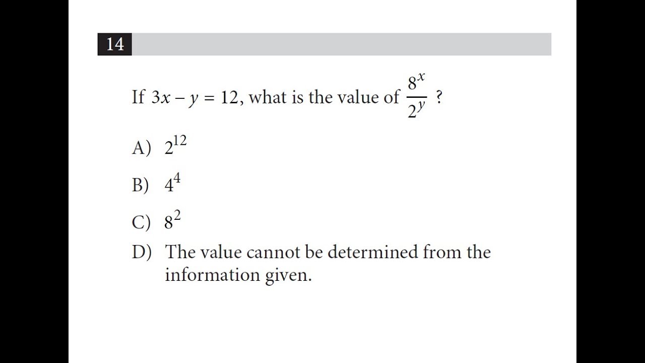 HARD SAT Math Exponent Question - Substituting in a Linear Expression ...