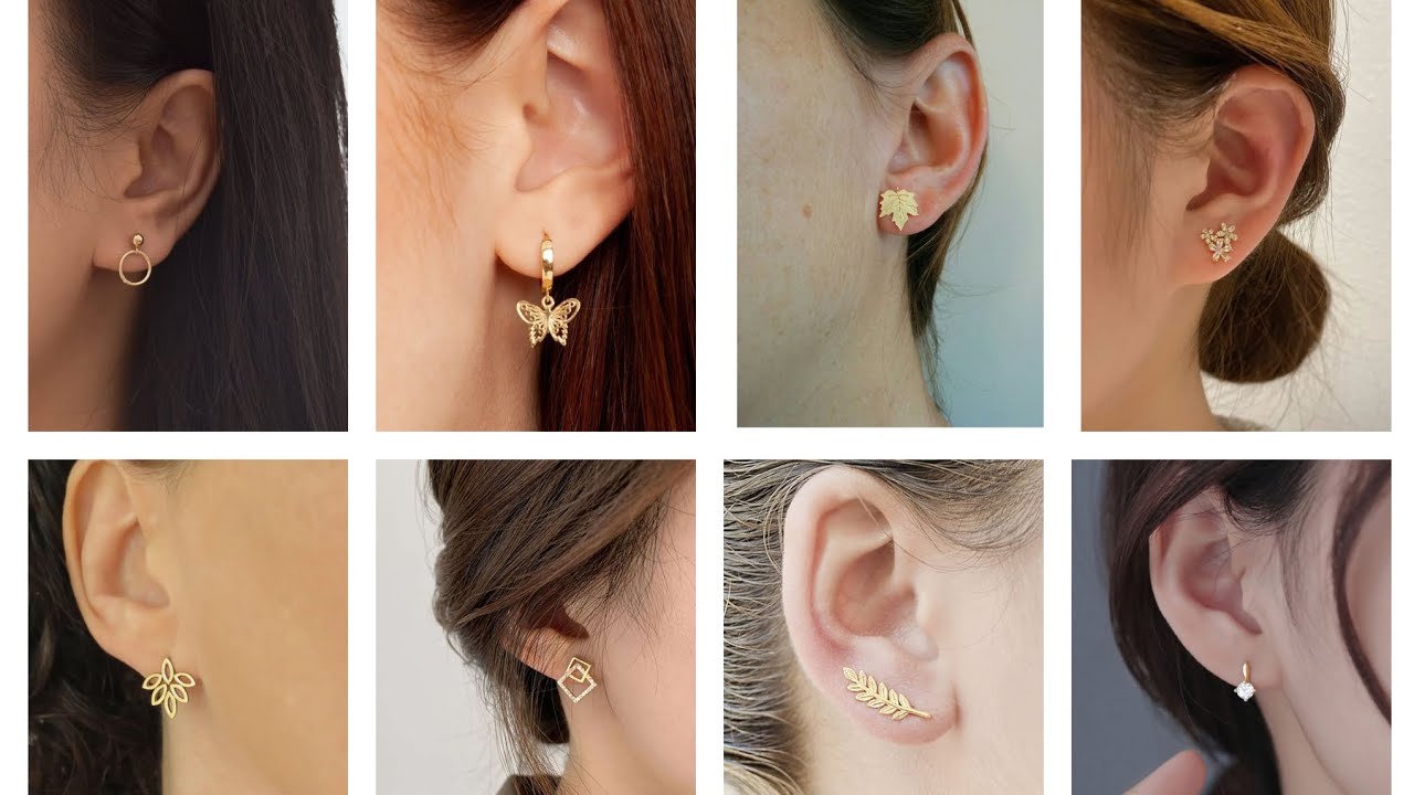 lightweight gold earings/studs design|Ear stud ideas 💡 #glowup # ...