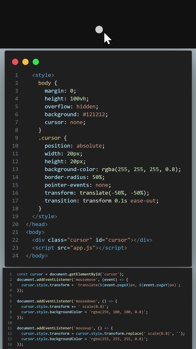 Move Cursor Using Javascript Css Coding Cssanimation Javascript Codingcss Website Youtube