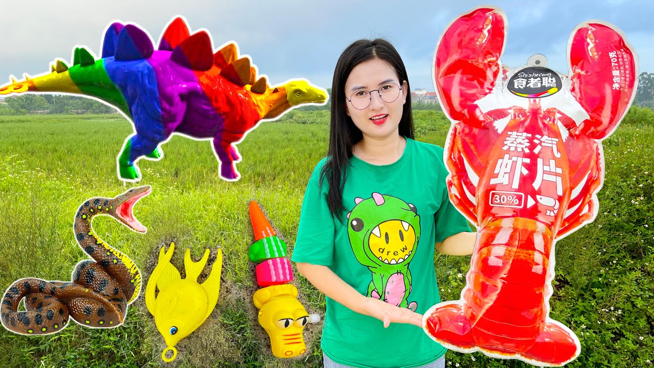 Changcady đi câu cá ngoài đồng, câu được khủng long ăn cỏ màu sắc ...