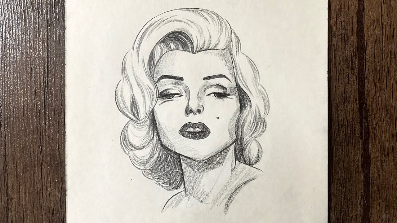 How to draw Marilyn Monroe | American actress and model drawing step by ...