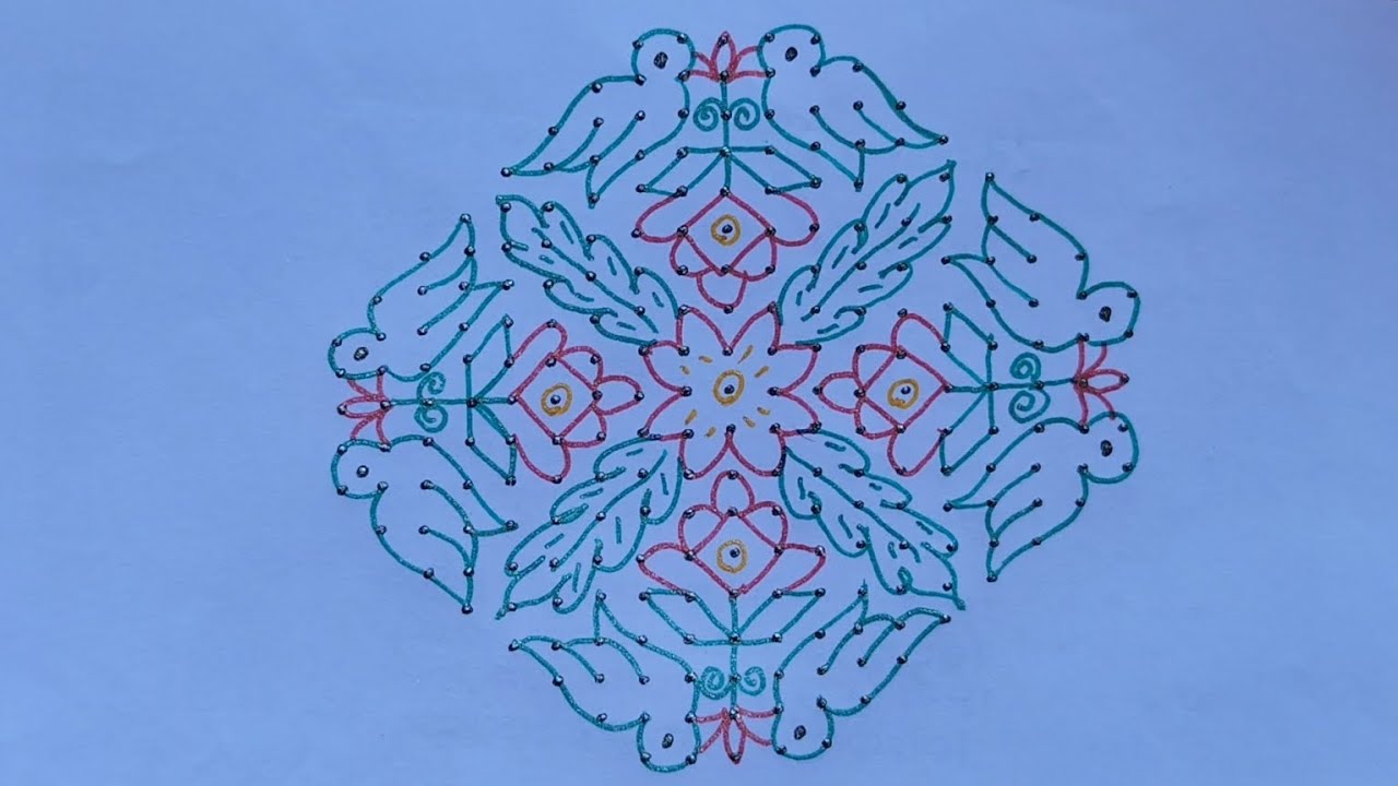 19 to5 to5 dots rangoli design #simple and easy kollam #beautiful ...
