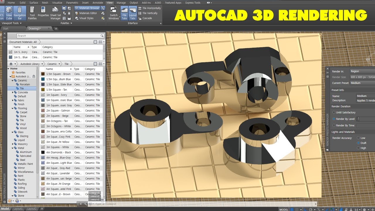 오토캐드 3D 랜더링 기초연습(AUTOCAD 3D) - YouTube