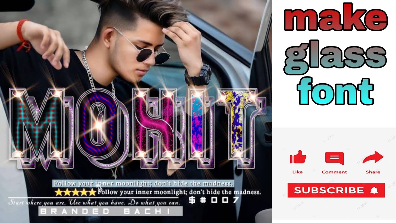 new glass font editing / dp pr stylish name kaise likhe / fyter dp ...