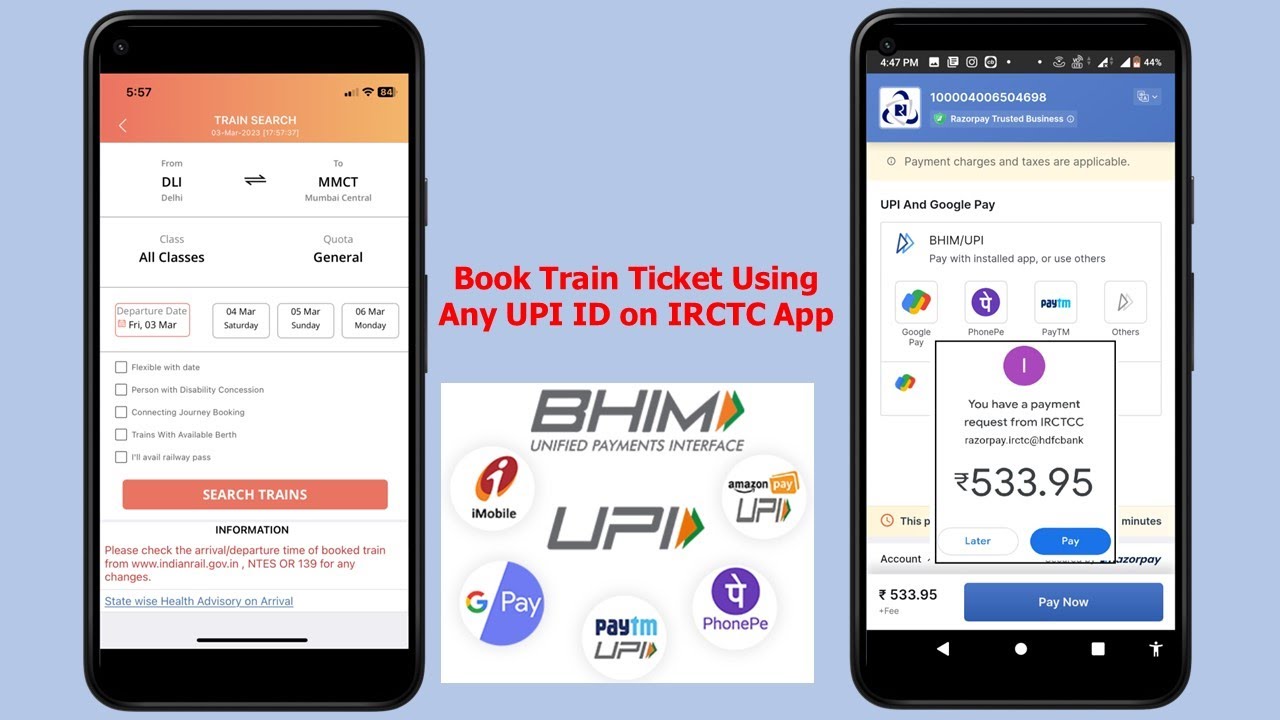 How to Book Train Ticket in IRCTC App Using GooglePay, PhonePe, PayTM ...
