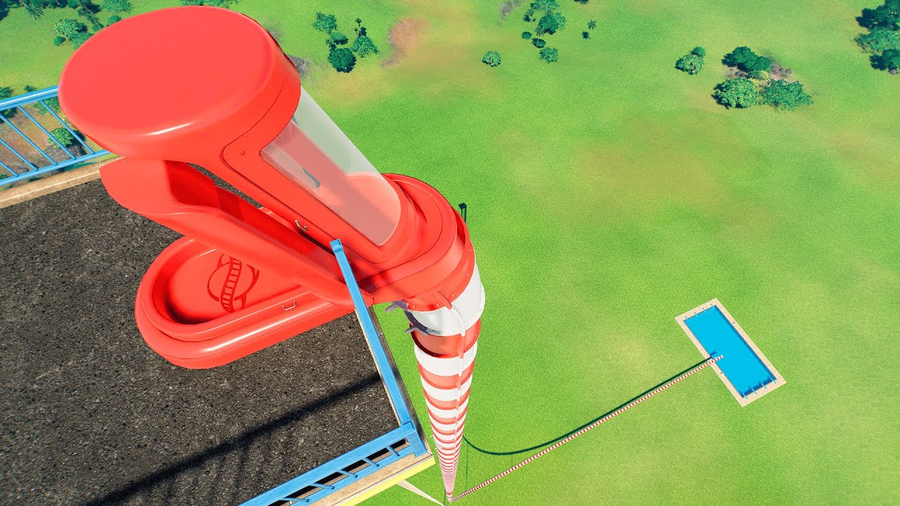 1000 FT 90° Drop Down Water Slides – Planet Coaster 2 - YouTube