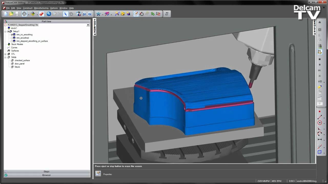 Delcam FeatureCAM 2013 新功能: 刀軸穩定功能(範例1) - YouTube