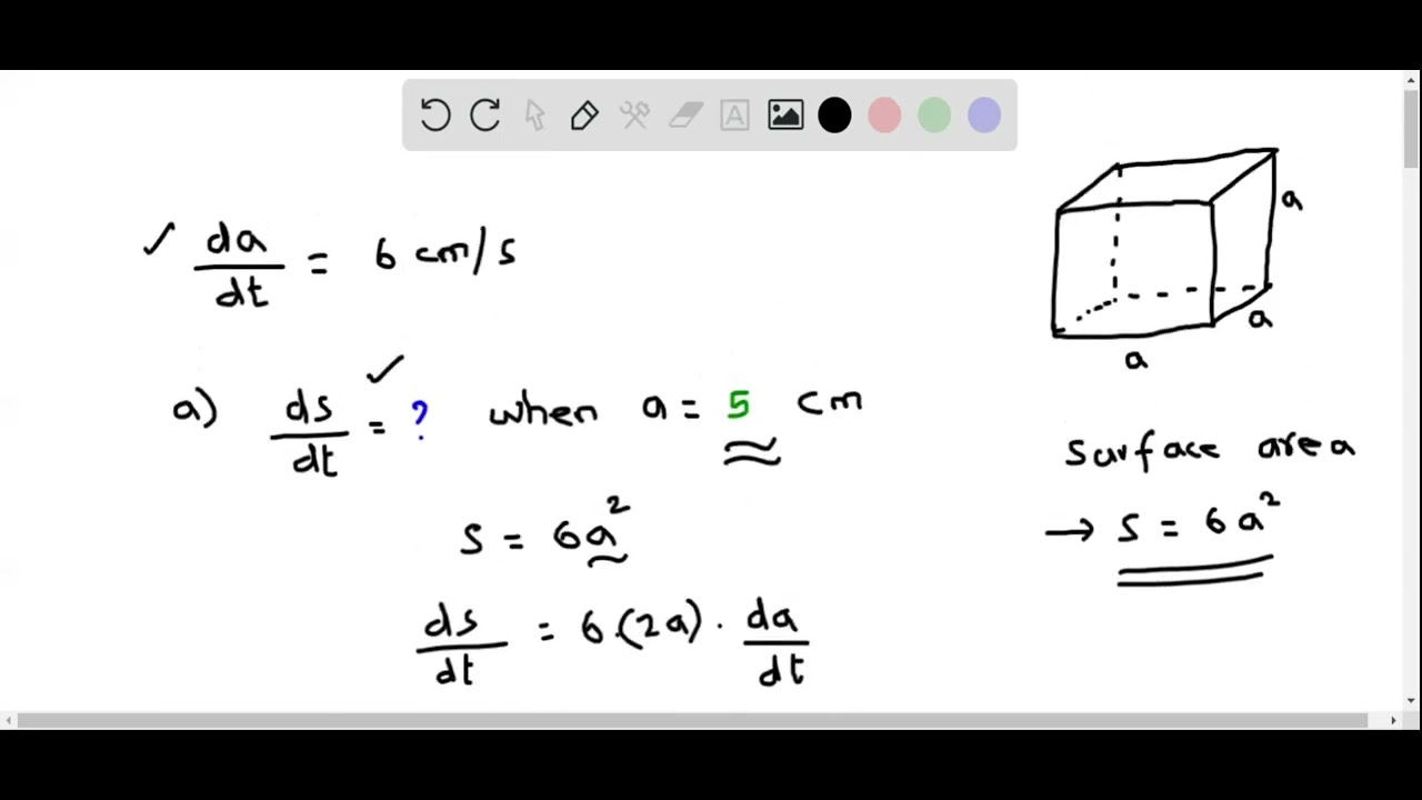 Calculus Rate of change of surface area of cube - YouTube