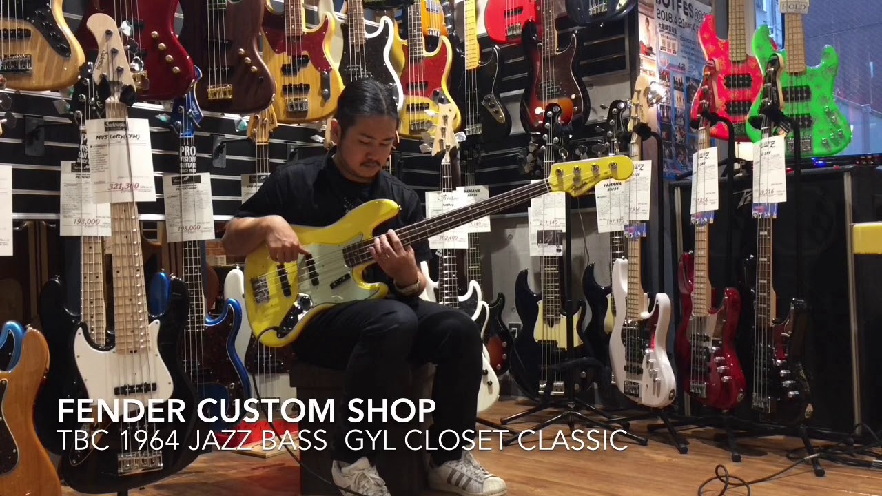 Fender Custom Shop TBC 1964 Jazz Bass GYL Closet Classic - YouTube