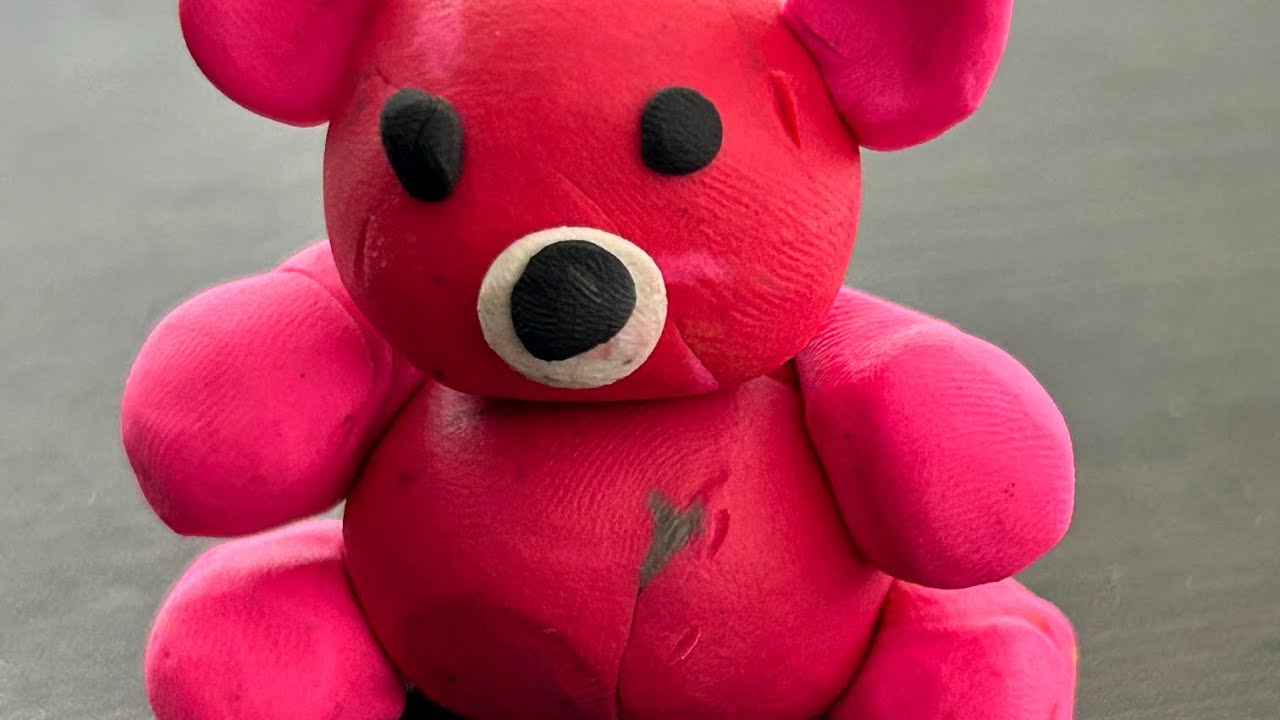 Handmade teddy bear clay |Simple and easy teddy bear clay making| - YouTube