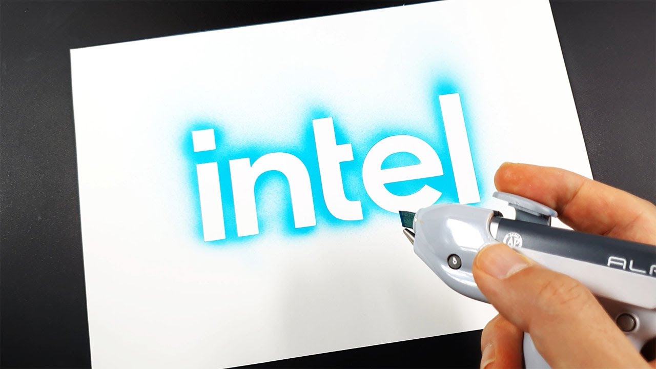 How to draw Intel logo with a stencil | Logo art | Stencil art - YouTube