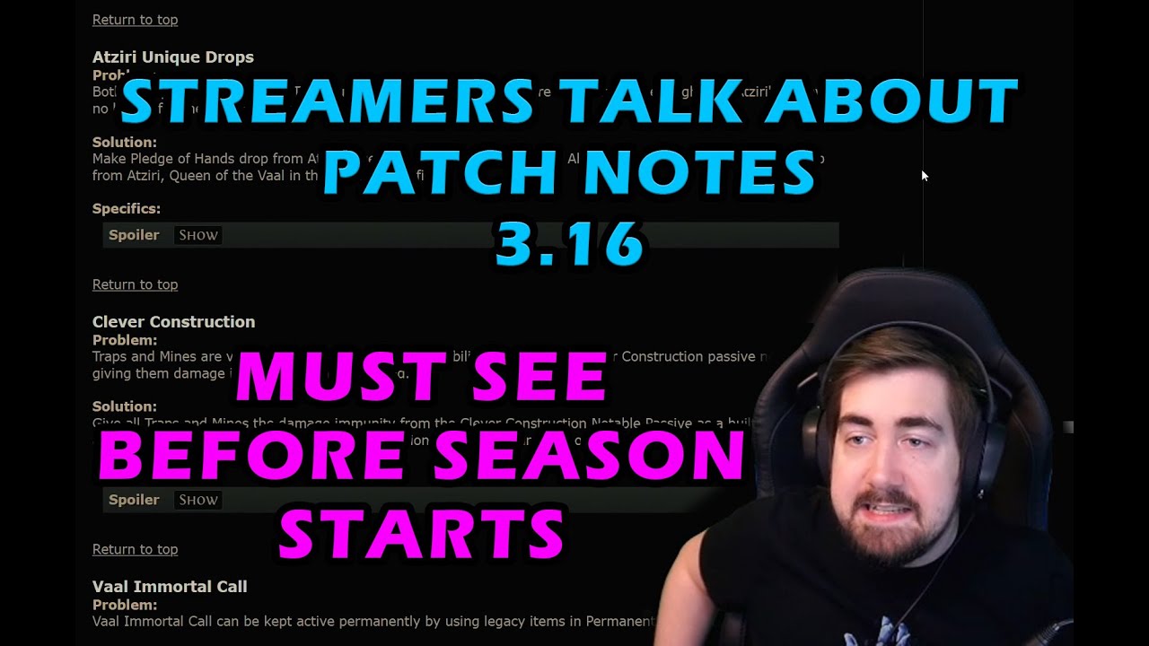 Path of Exile Patch Notes 3.16 / POE Streamers Opinion - YouTube