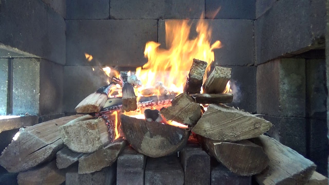Concrete Block barbecue pit burning - YouTube