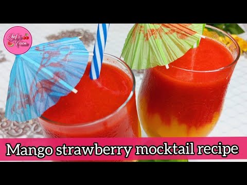 Restaurant style easy double layer mocktail//mango strawberry summer ...