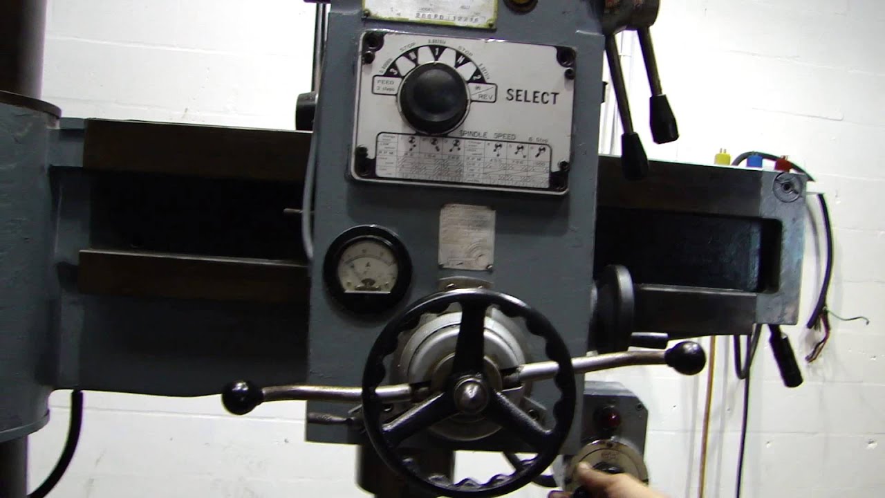 Select machine tool radial arm drill press 288rd 8x24 powered - YouTube