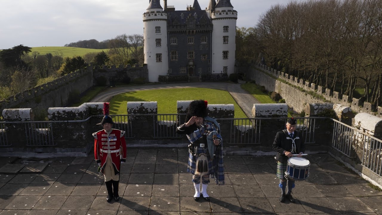 The Royal Coronation: Killyleagh Castle, Northern Ireland. Bugle, Pipes ...