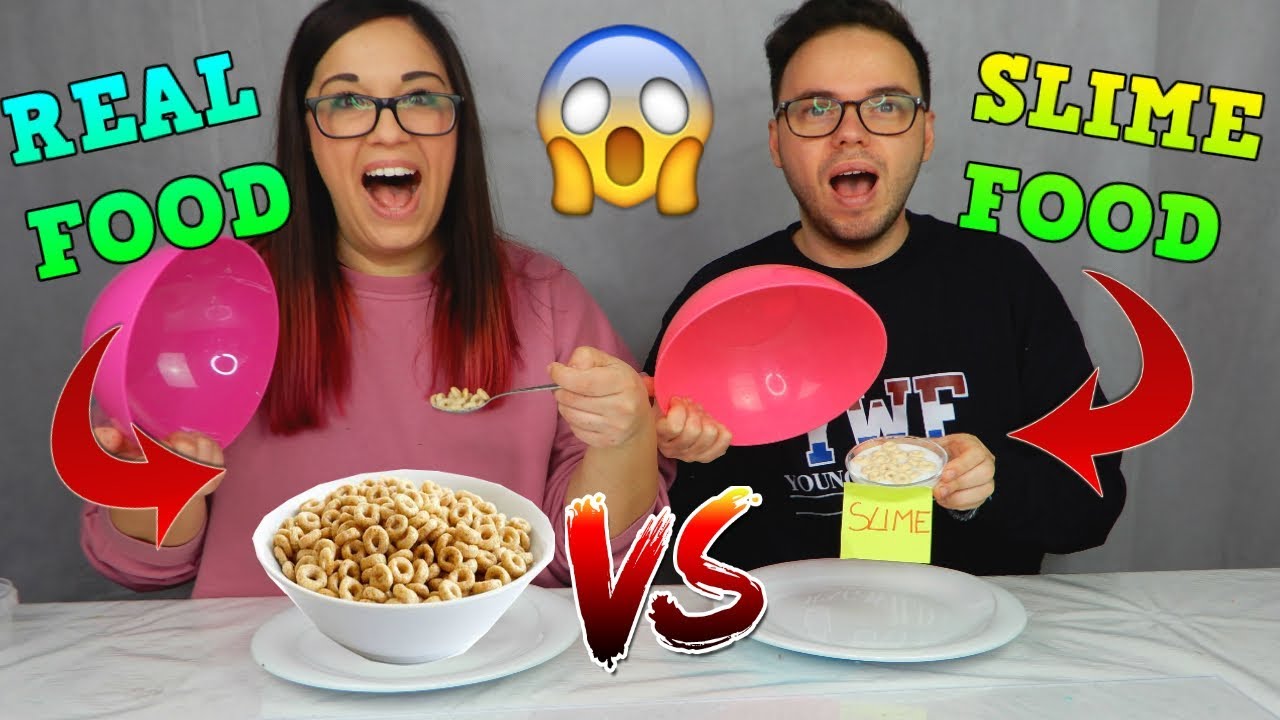 CIBO REALE VS CIBO SLIME CHALLENGE! (Cibo vero contro Cibo Slime ...