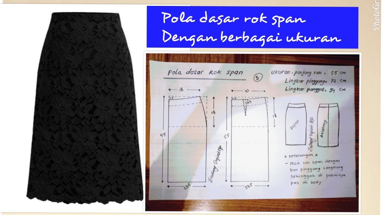 Pola dasar rok span dengan berbagai ukuran standar - YouTube
