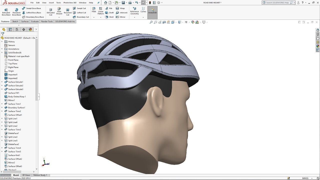 Solidworks Advanced Tutorial Modeling Road Bike Helmets part 2/2 - YouTube