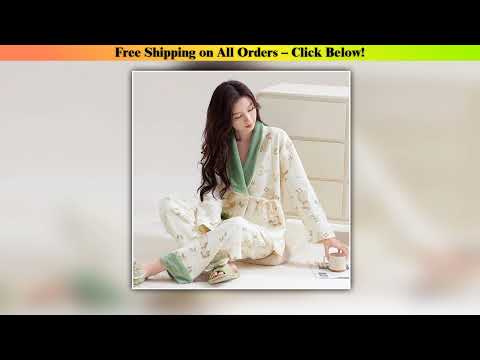 Maternity Nursing Sleepwear Sets V-Neck Breastfeeding Pajamas Cotton Padded Comfortable Autumn